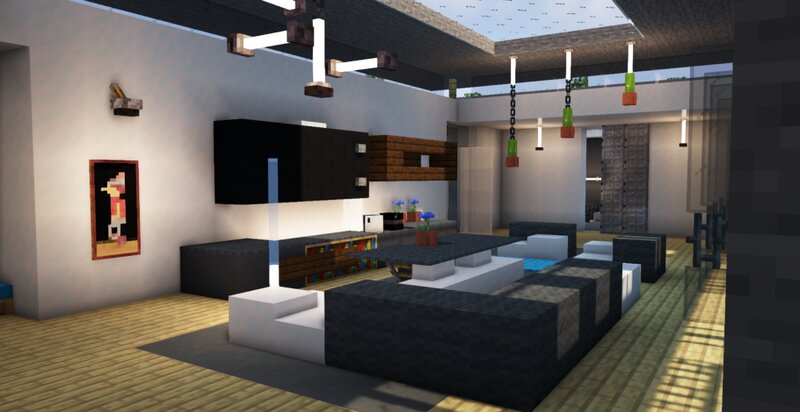 Single-Story Open Plan Modern House Minecraft Map