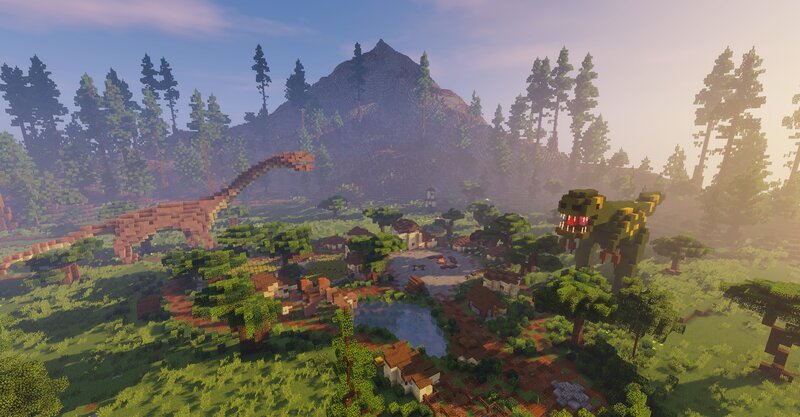Prehistoric dinosaur town Minecraft Map