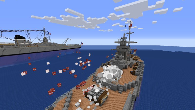 Battleship With Quadruple TNT Cannon Minecraft Map