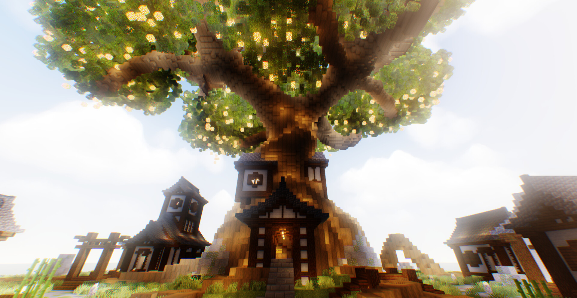 Bonsai tree village (Server spawn/hub) [Downloadable] Minecraft Map