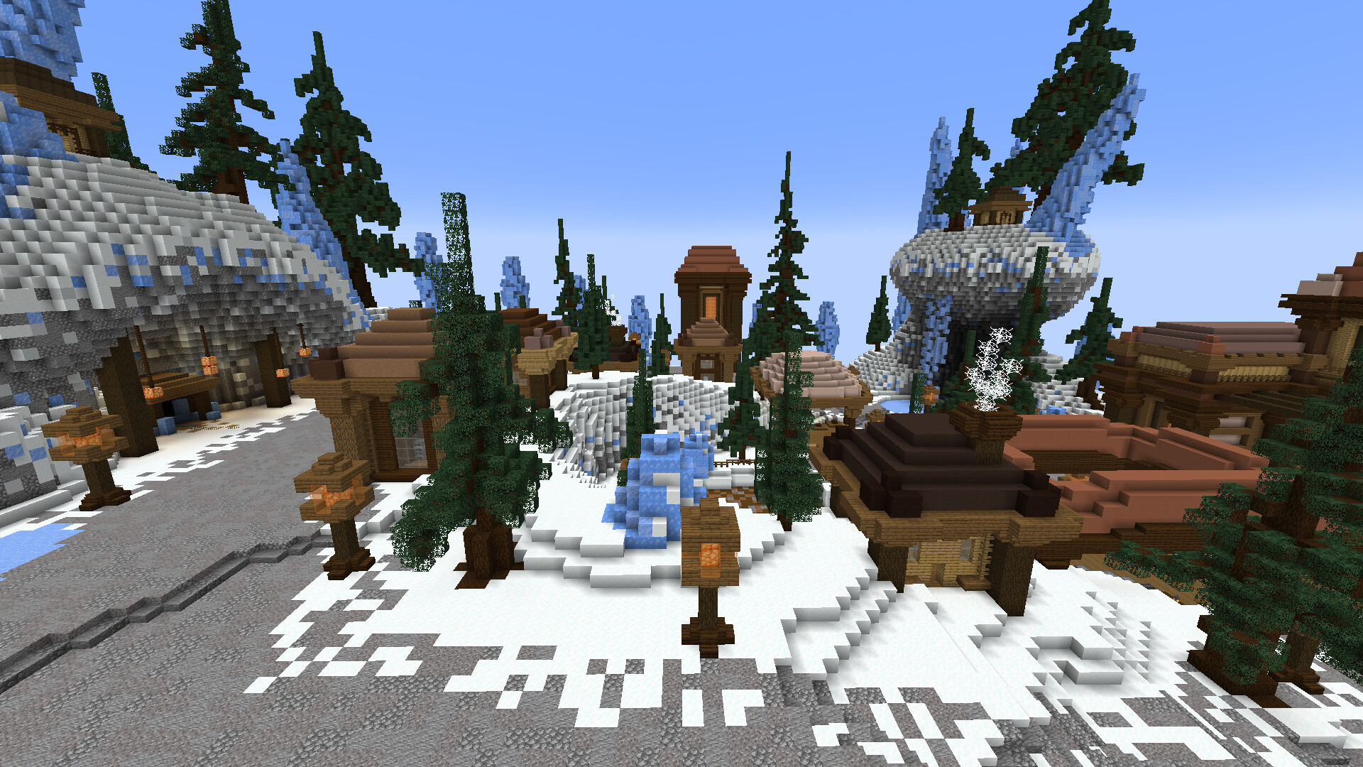 COMMISSION | Winter & Ice Oneblock Spawn Minecraft Map