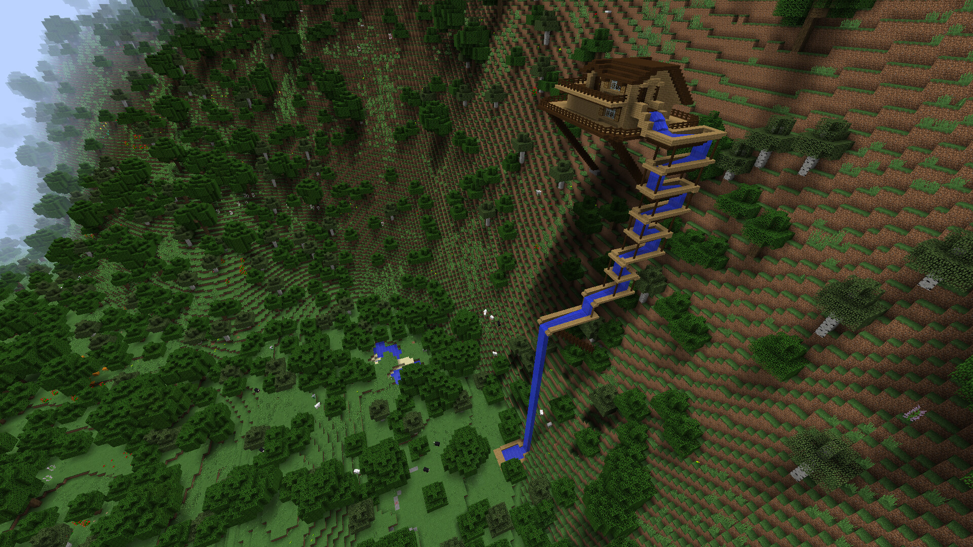 Largest Mountainside Forest trees with Mountainside House Minecraft Map
