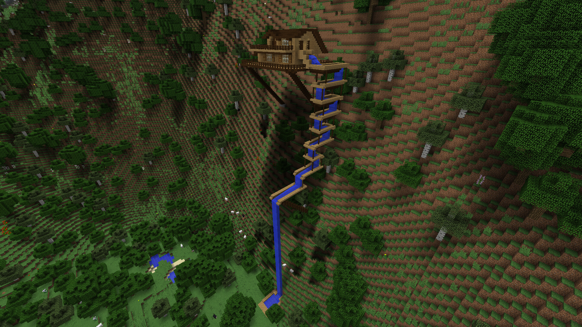 Largest Mountainside Forest trees with Mountainside House Minecraft Map
