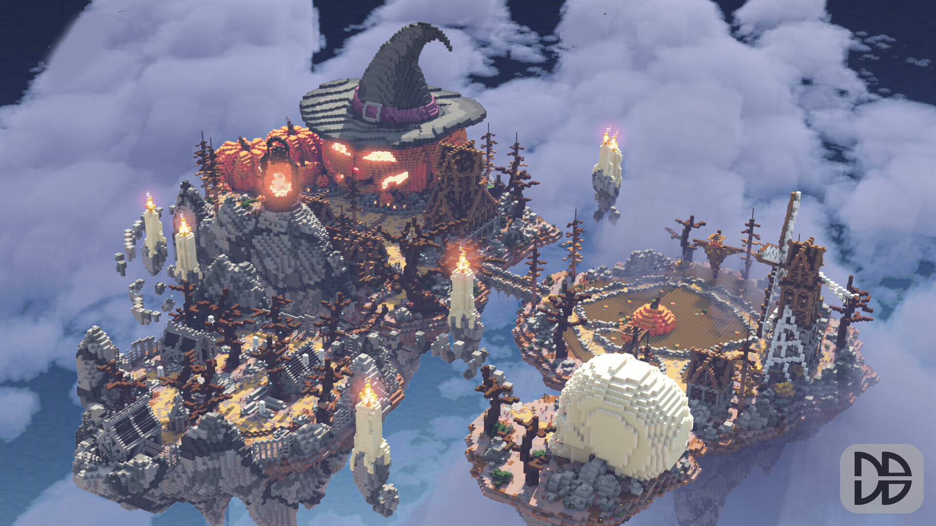 Halloween Hub sky islands Minecraft Map