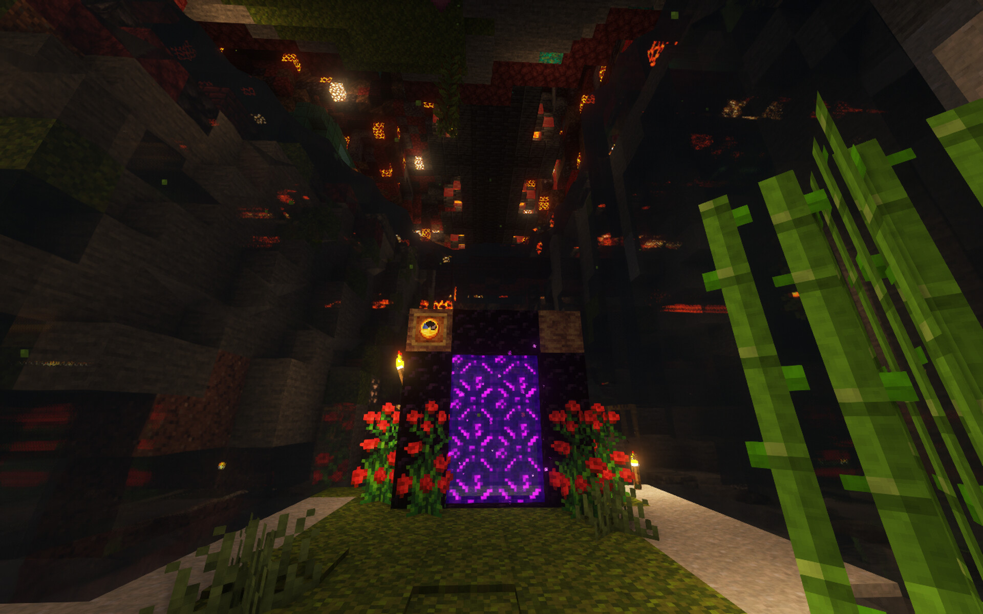 My Cave Base + topside view with volcano Minecraft Map
