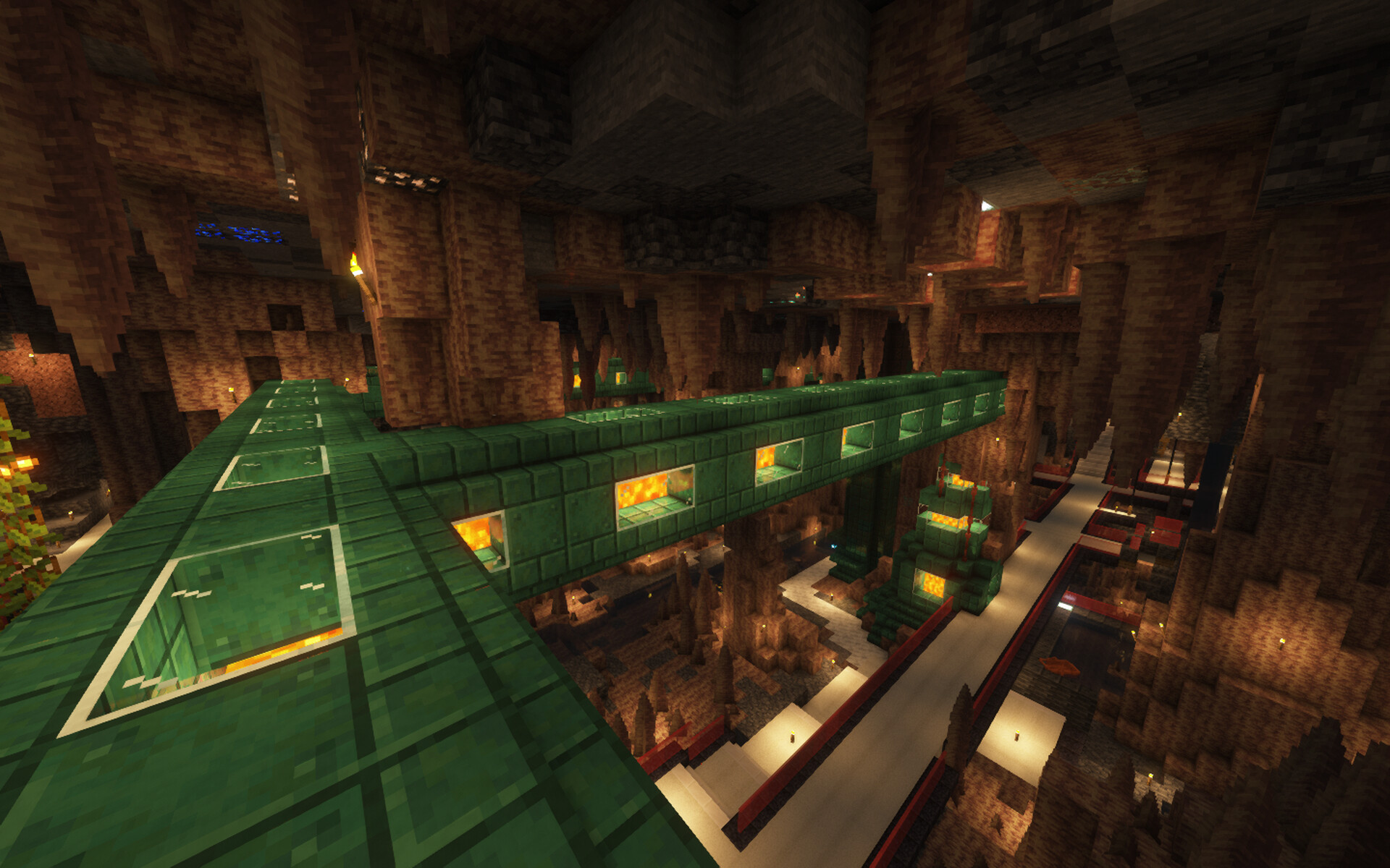 My Cave Base + topside view with volcano Minecraft Map