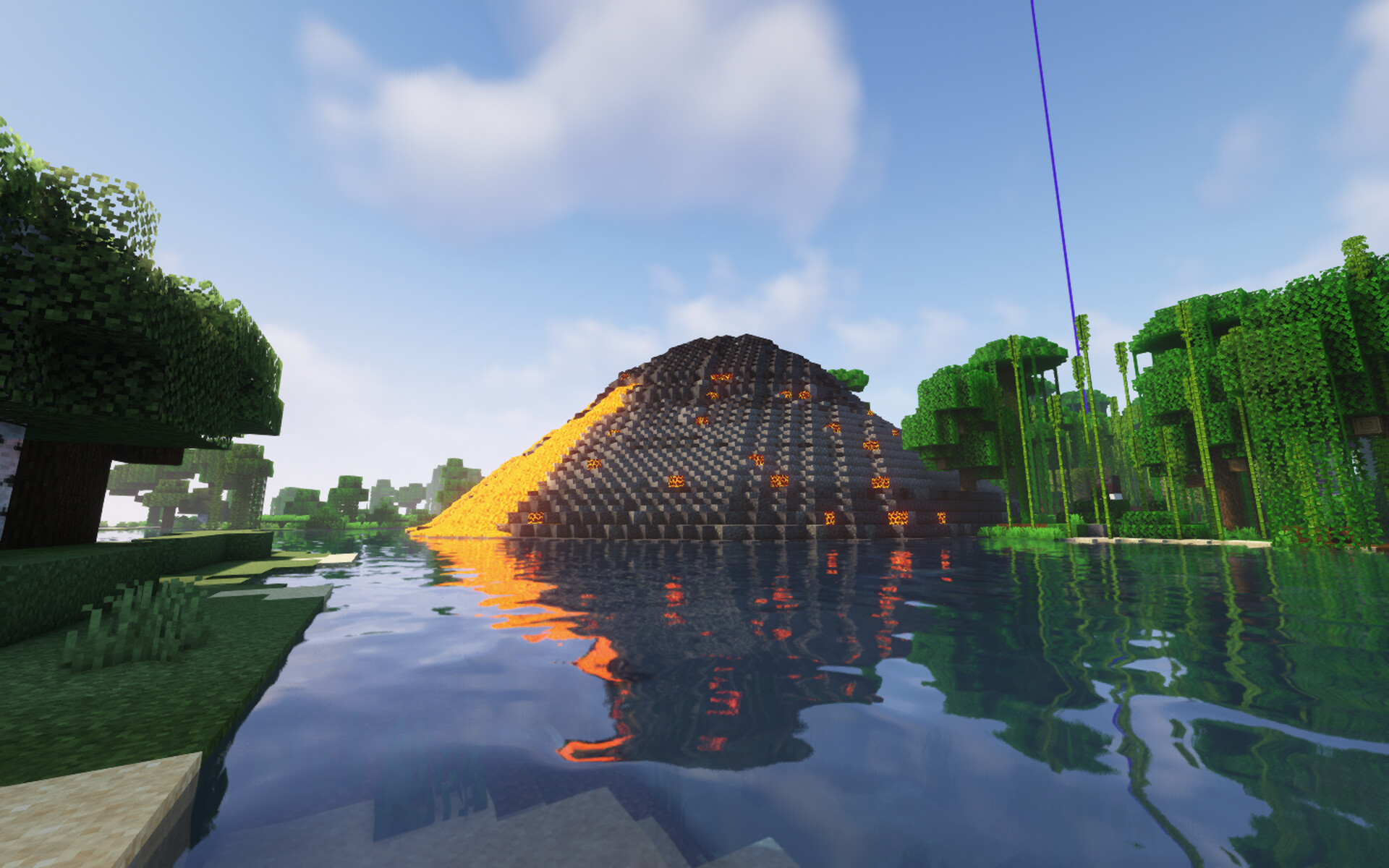 My Cave Base + topside view with volcano Minecraft Map