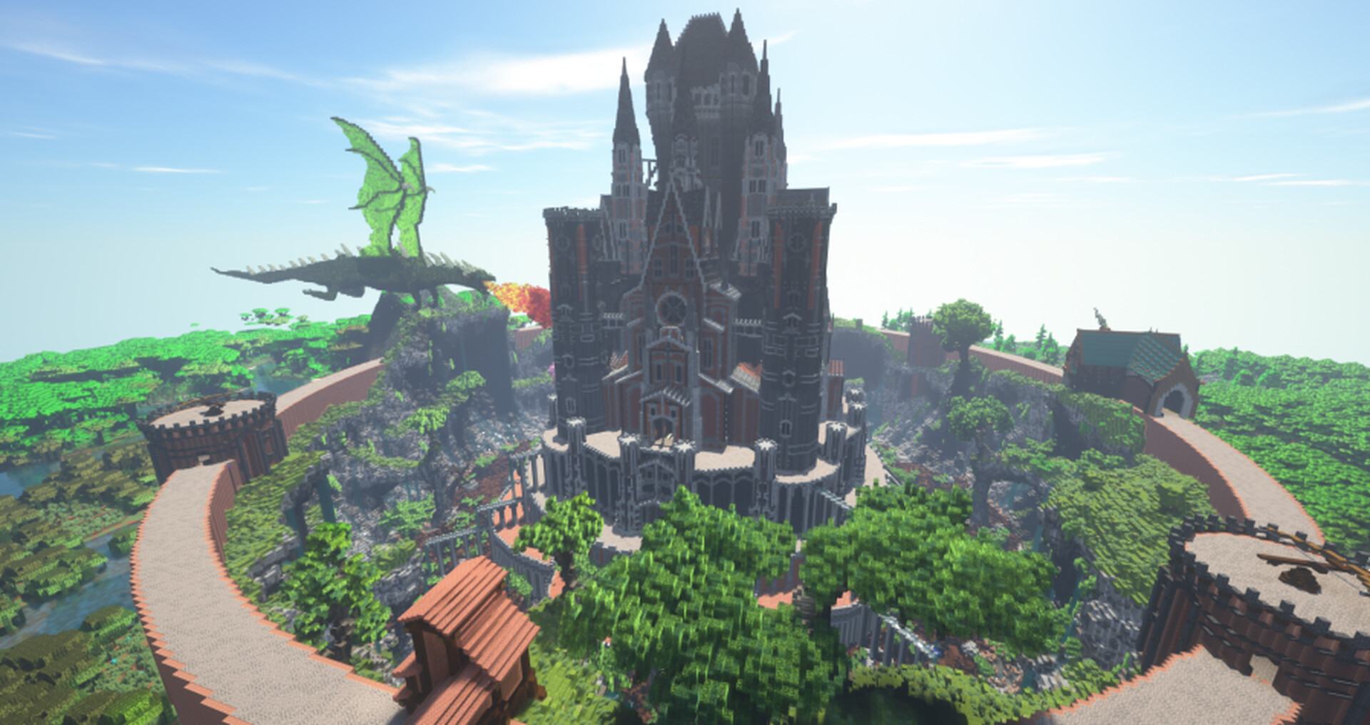 Cascade Citadel built on the Builder's Forge server Minecraft Map