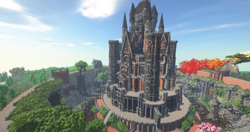 Cascade Citadel built on the Builder's Forge server Minecraft Map