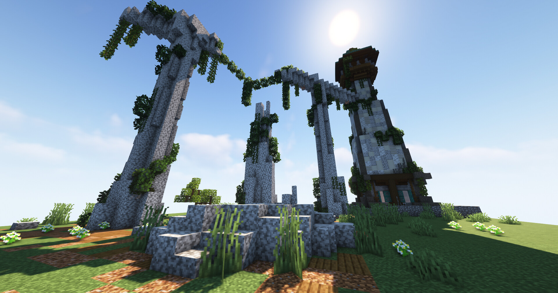 Elven Tower - A fantasy building! l Free To Use ! Minecraft Map