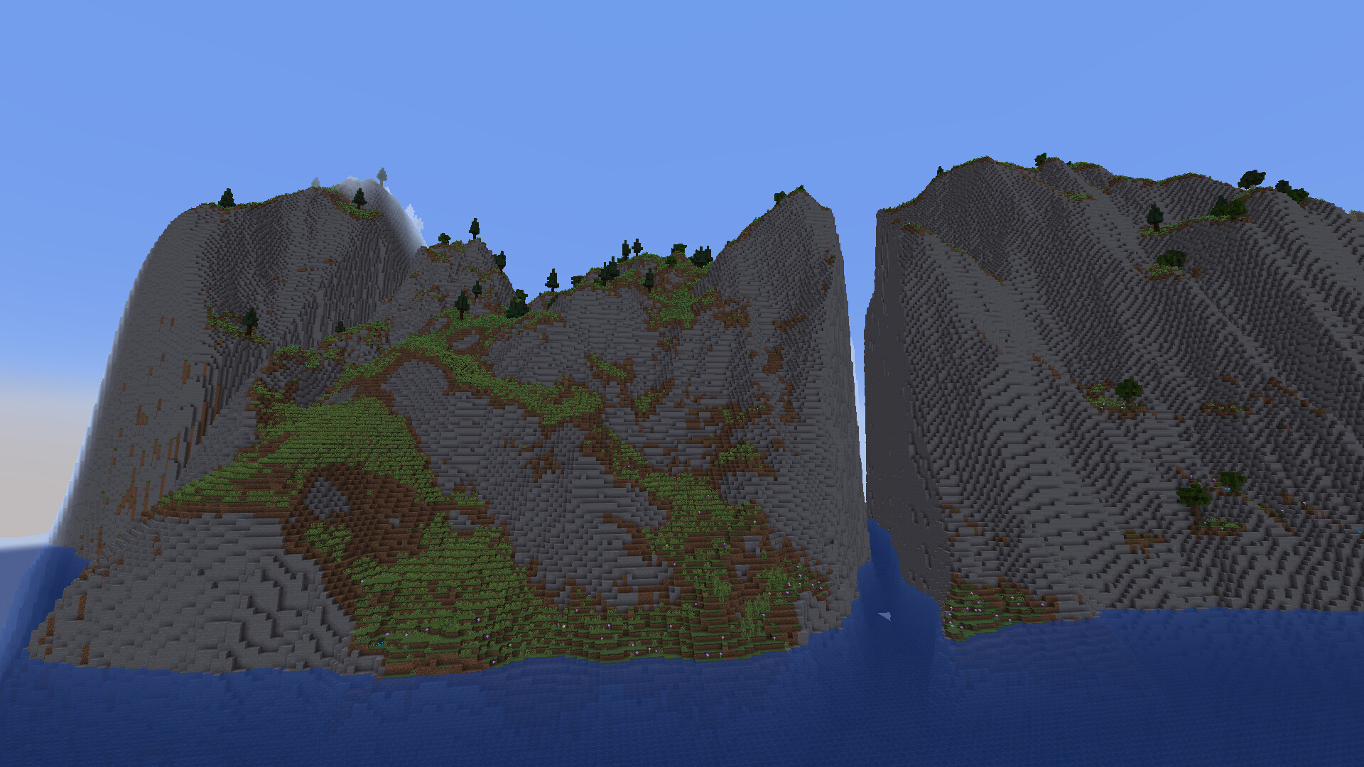 Custom terraformed mountains for spawn (Paradisecraft) Minecraft Map