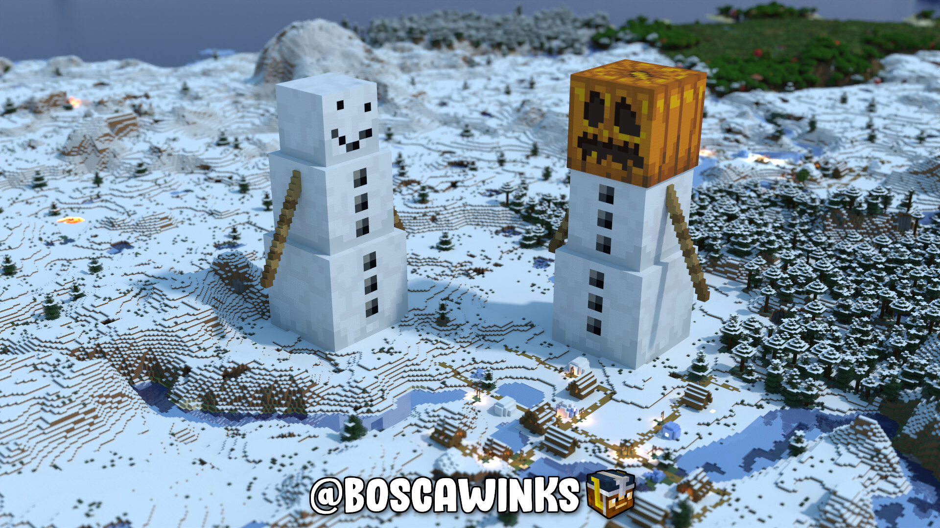 Snow Golem Mob Statues Minecraft Map