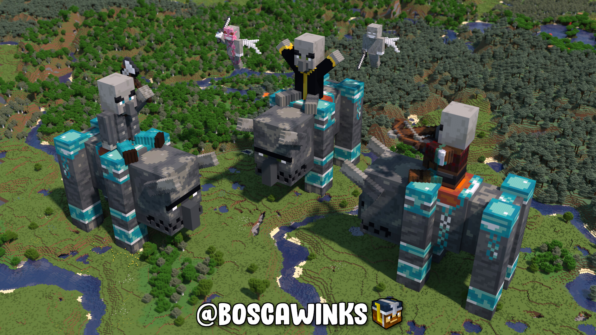 Ravager Jockey Mob Statues Minecraft Map