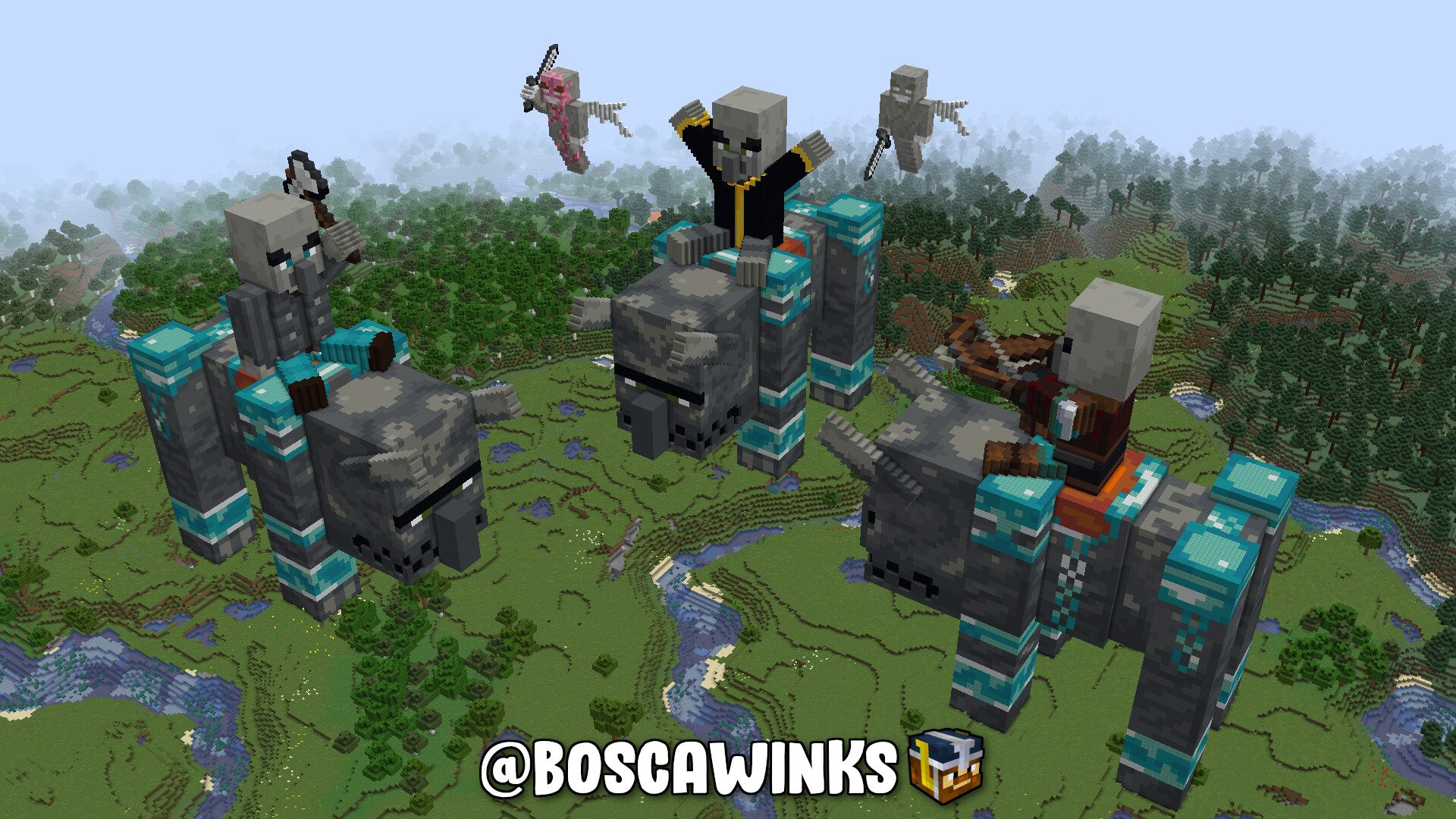 Ravager Jockey Mob Statues Minecraft Map