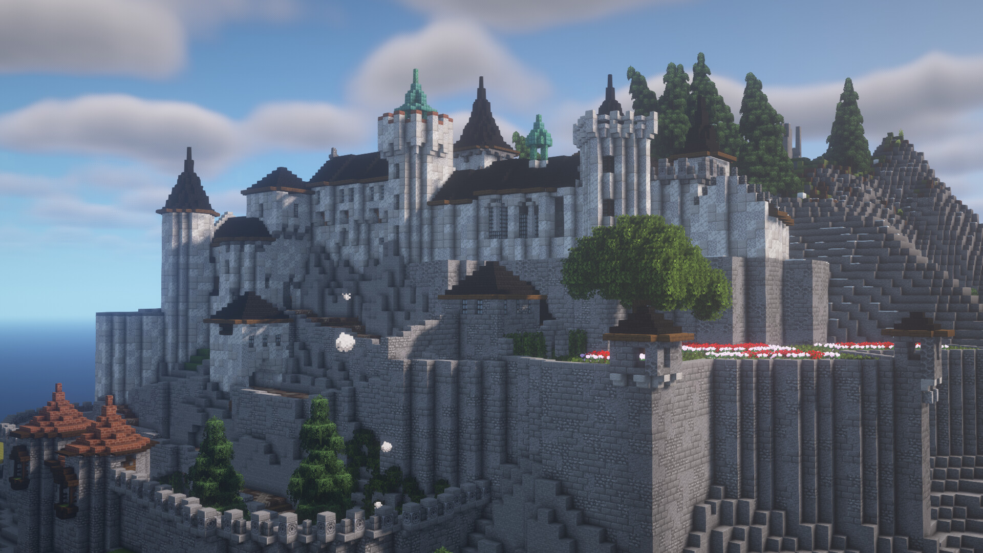 Large city castle in the mountains Minecraft Map