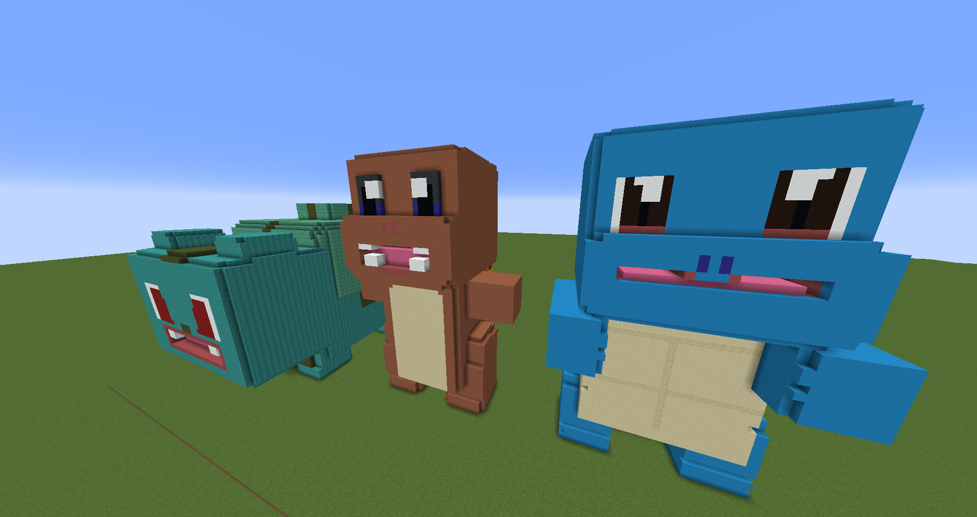 Bulbasaur Charmander and Squirtle - POKEMON QUEST STYLE Minecraft Map