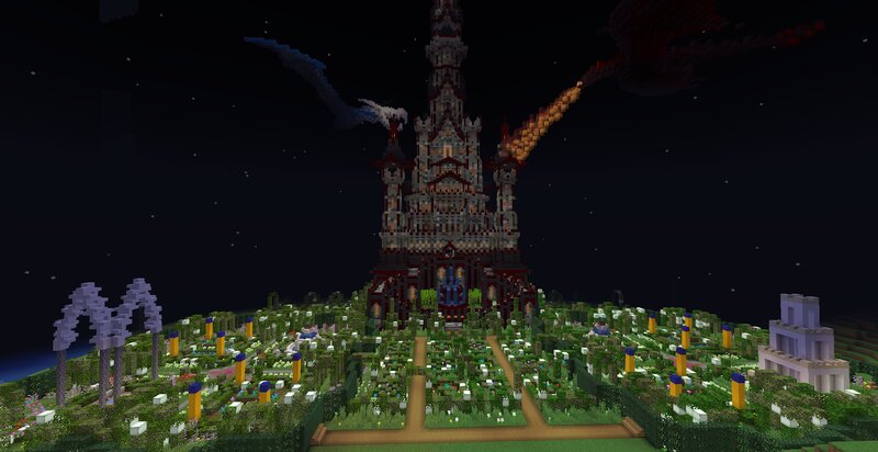 Spawn with gardens and dragons Build by me MEGA777 Minecraft Map