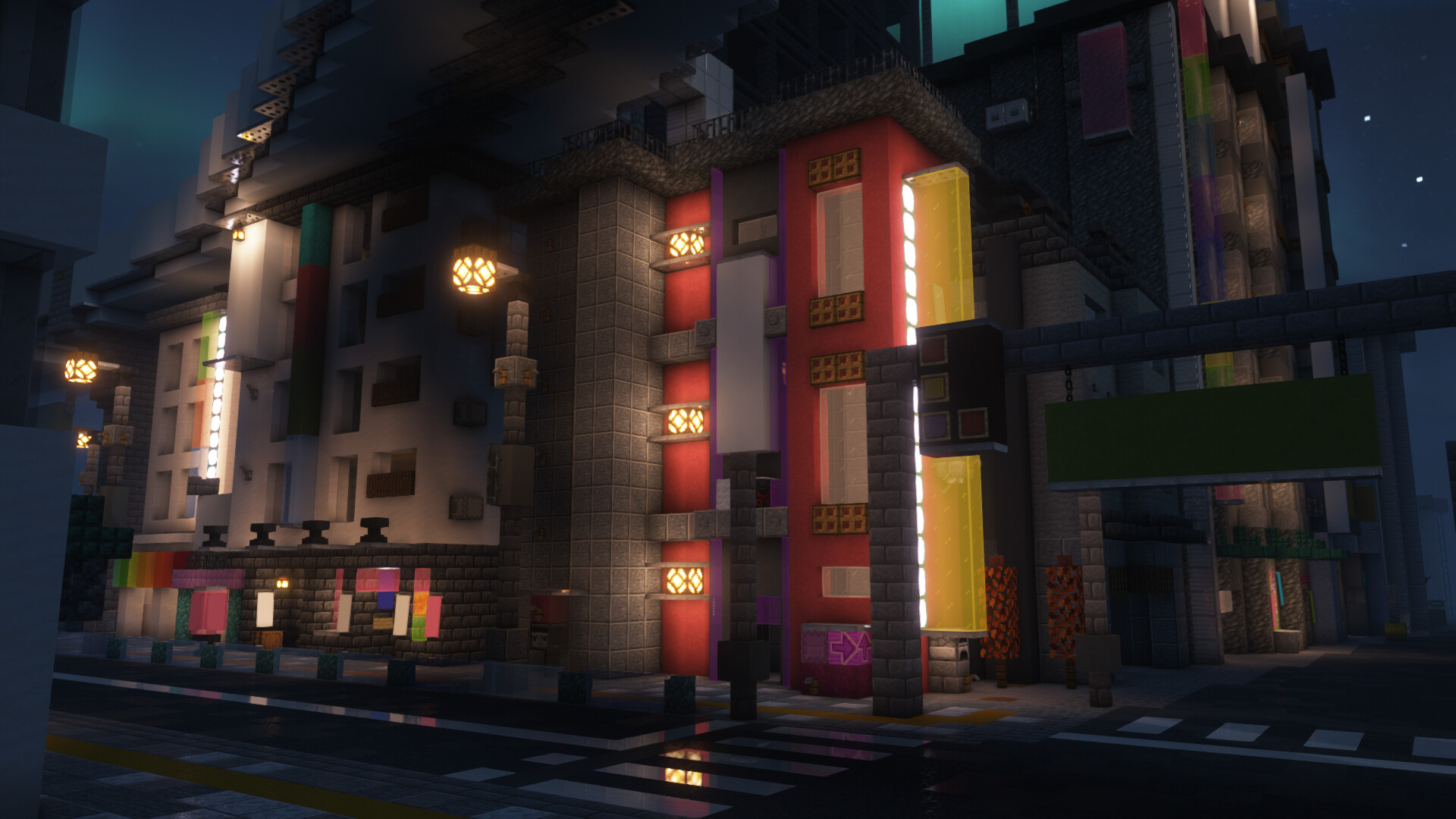 Entertainment district WIP, Japanese City Map Minecraft Map