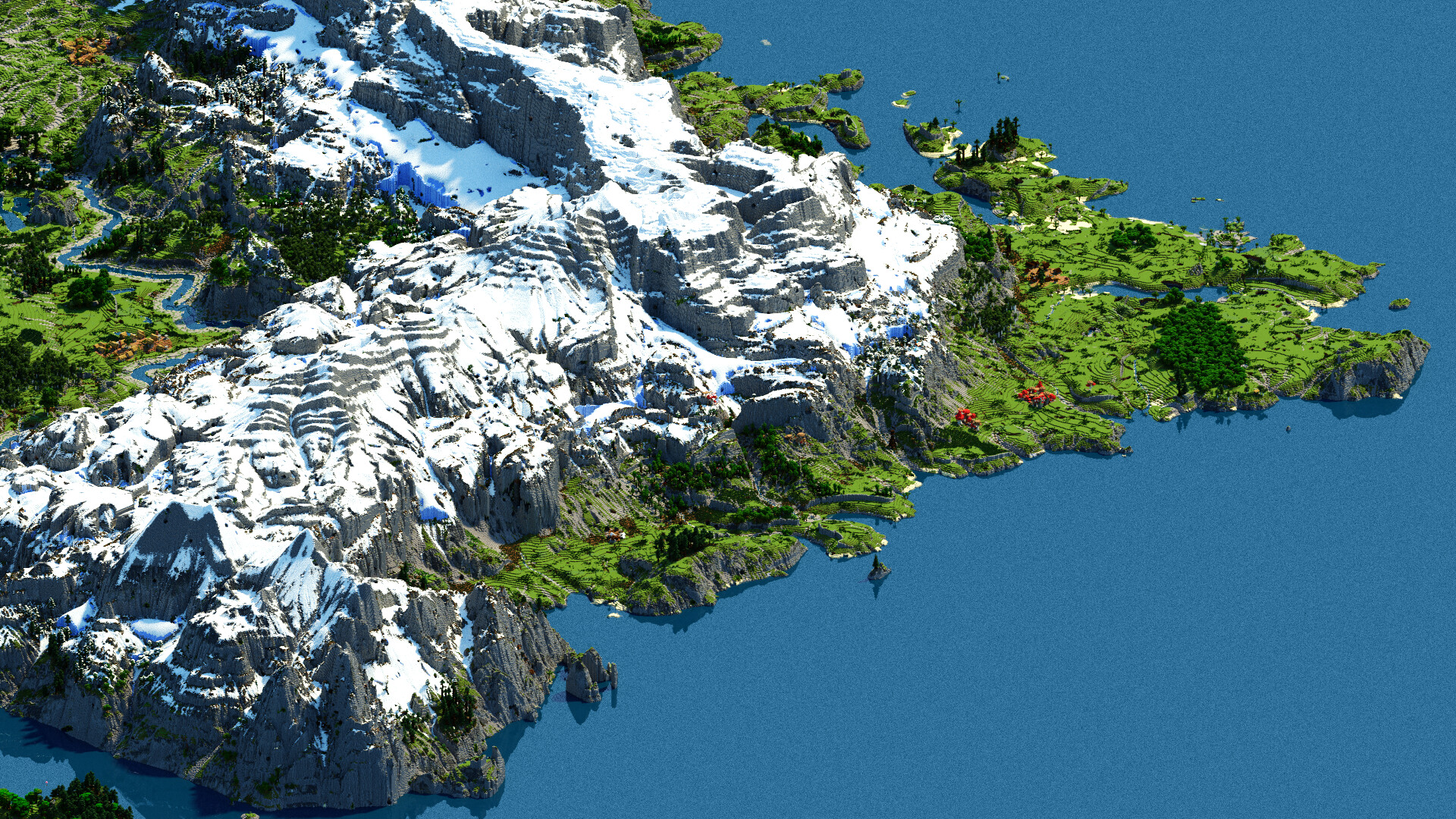 ⛰ Nekanlex - 4k, Mountain surrounded Island [1.19+ Download, Java Map ...
