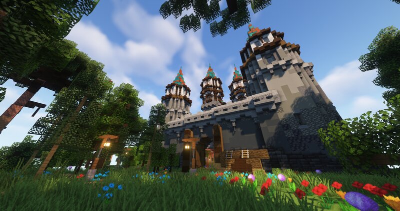 castle with forest and interior inside Minecraft Map