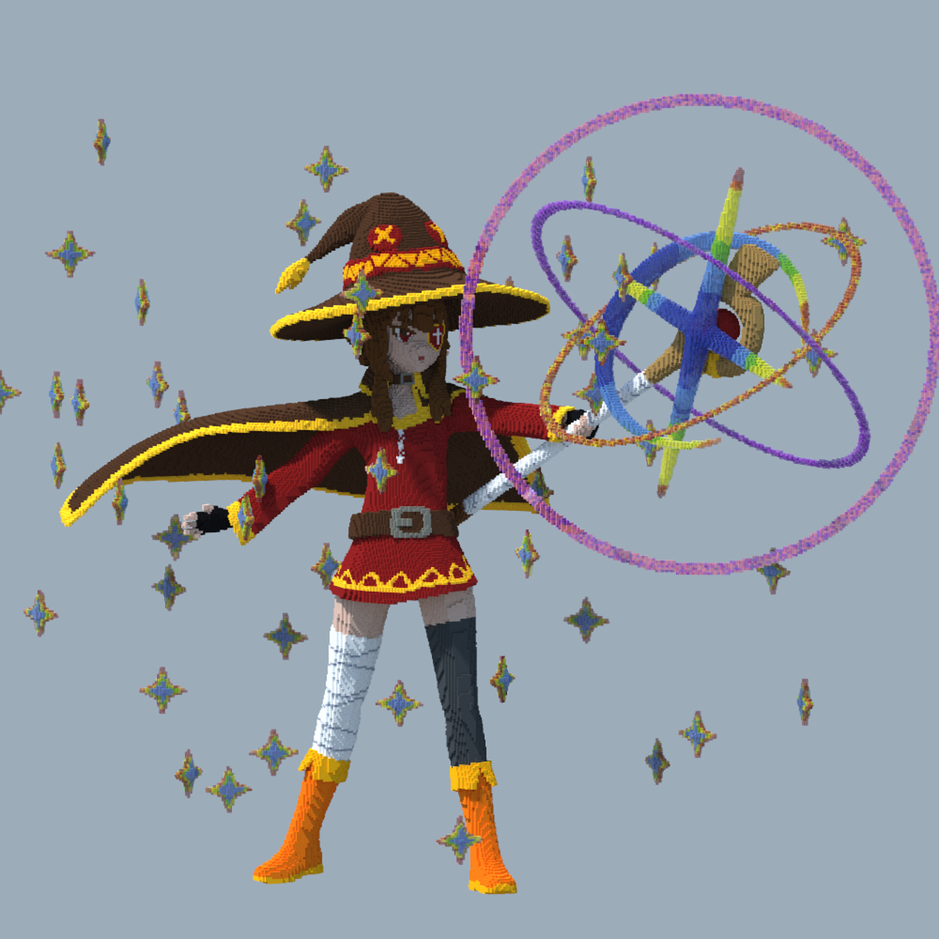 Megumin using explosion in minecraft [Konosuba 3D Build] Minecraft Map