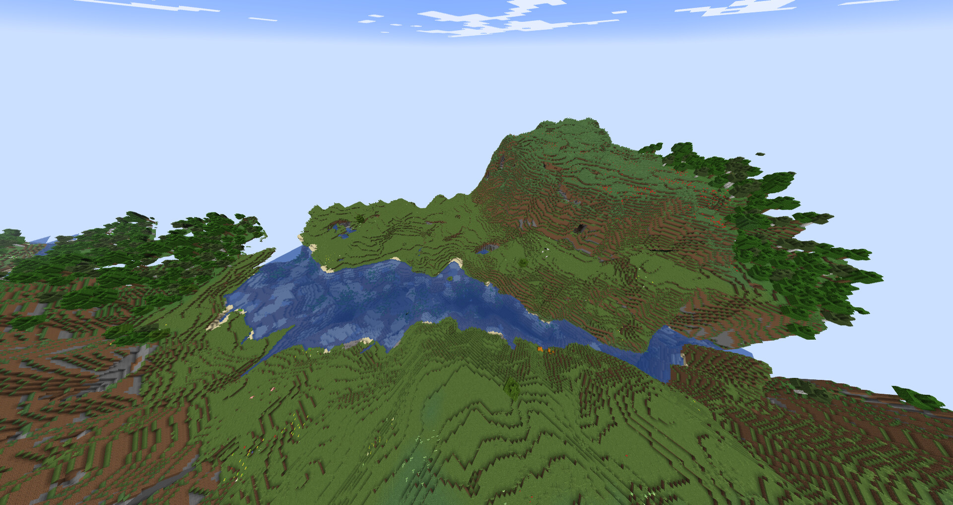 Gorgeous big spacious seed with mountains, island with the cliffs ...