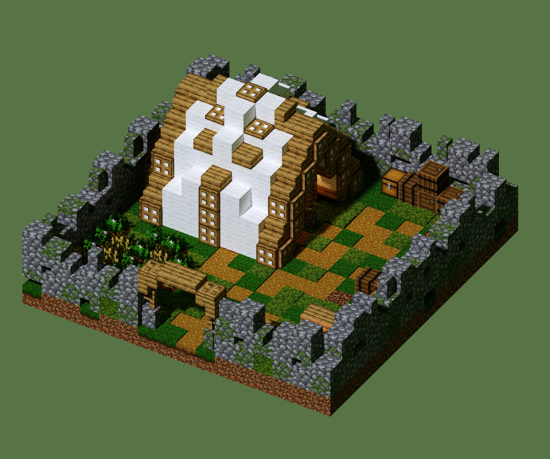 One Chunk Forest Camp Minecraft Map