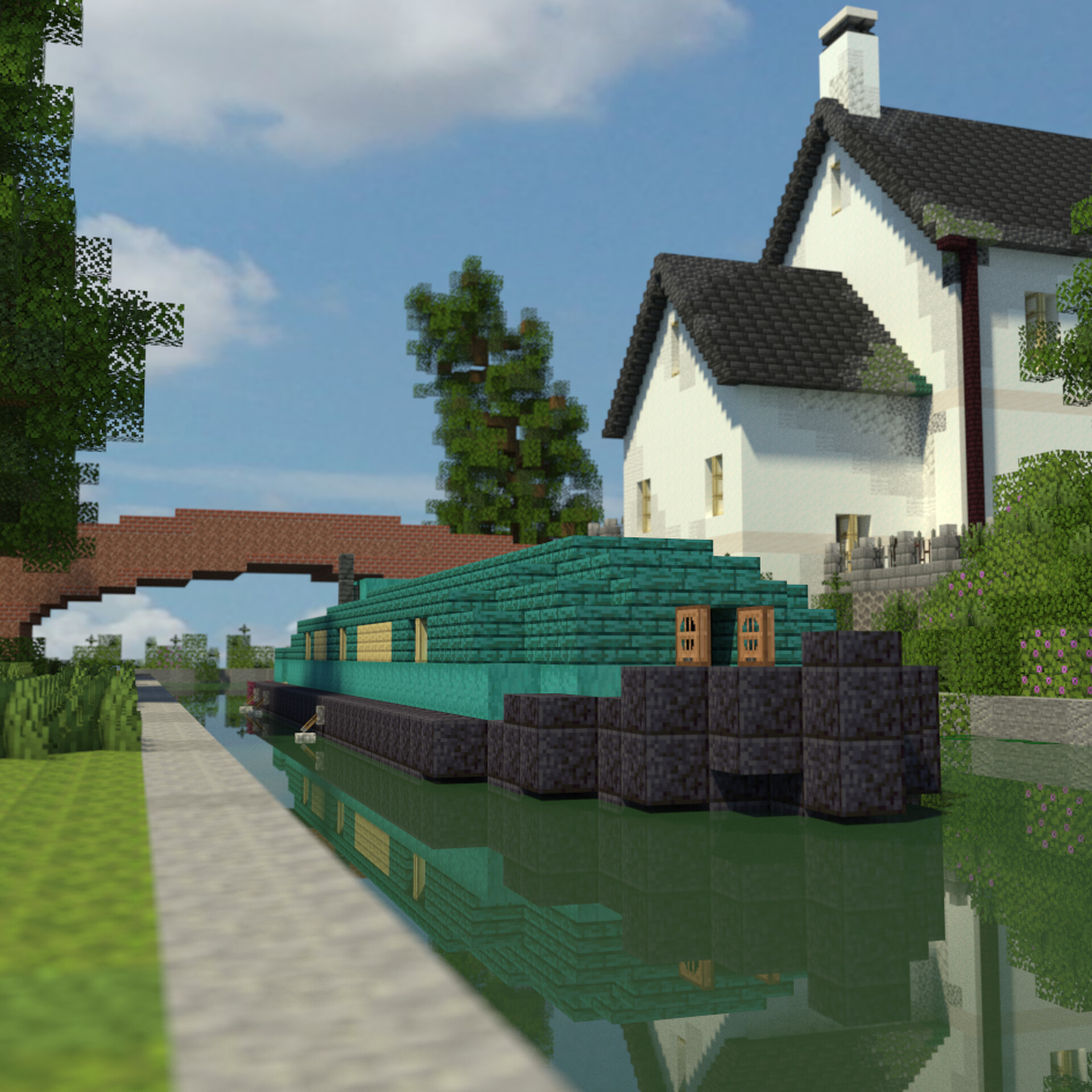 Wide Beam Canal Boat - 2:1 Scale Minecraft Map