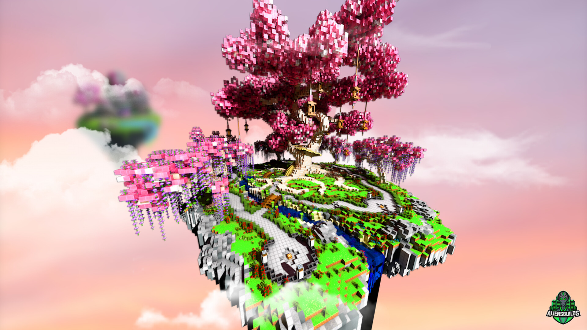 ⭐ EXCLUSIVE ⭐ Pink Tree Lobby - AliensBuilds 🌸 Minecraft Map