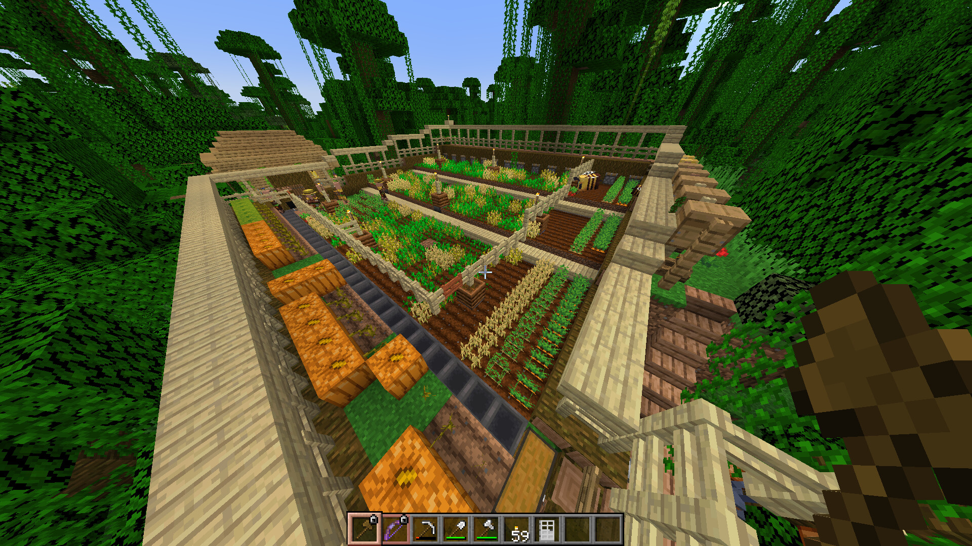 Jungle village with special houses for professions and a tree house ...