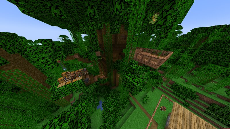 Jungle village with special houses for professions and a tree house ...