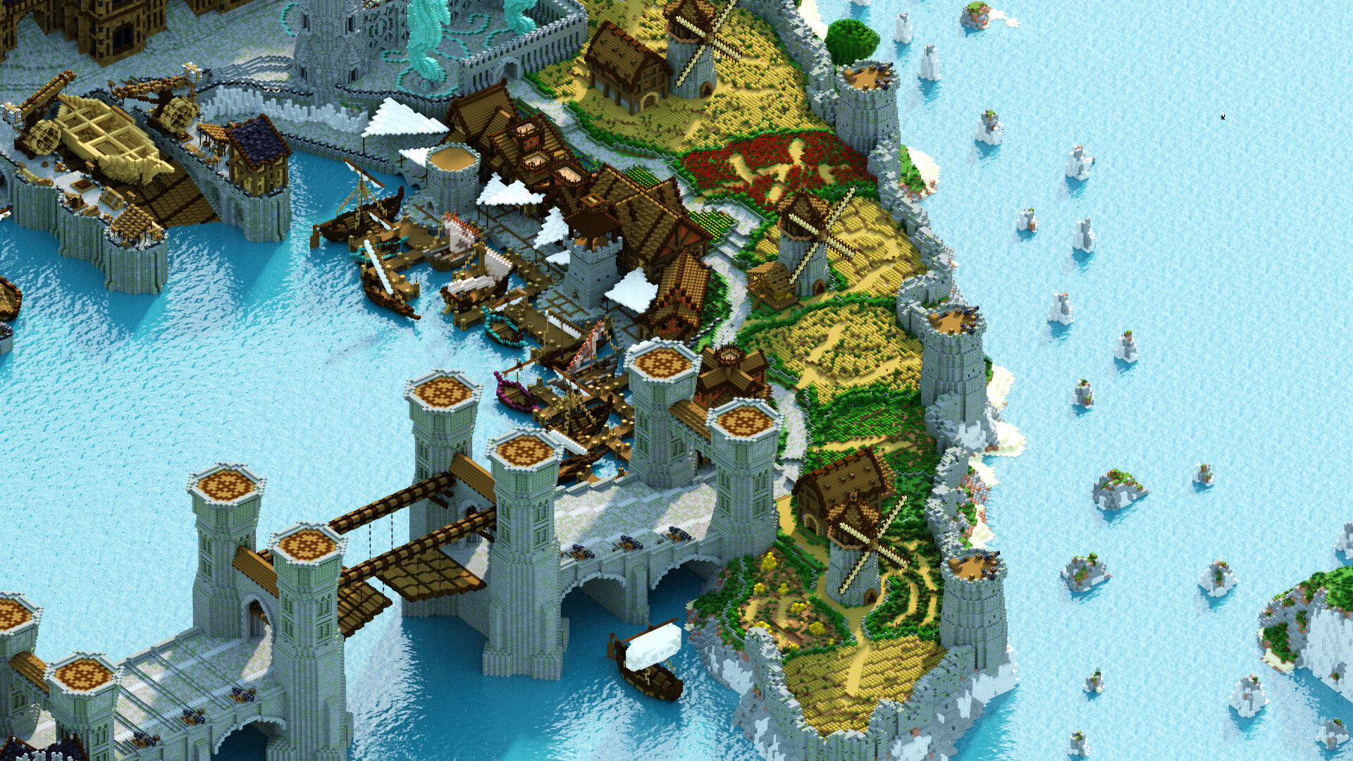 Khiessal - medieval cliffside harbor city Minecraft Map