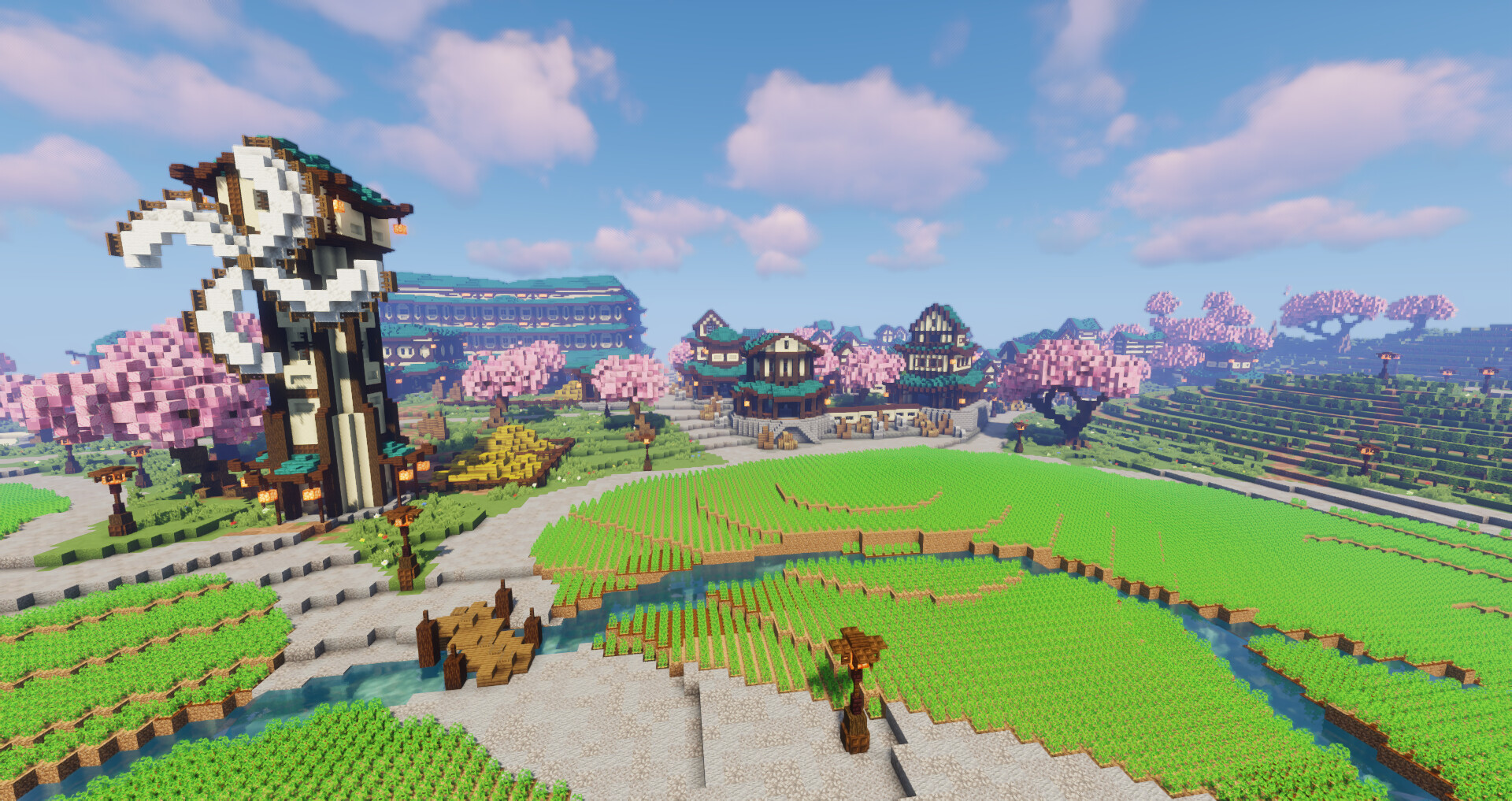 Japanese city on a custom island Minecraft Map