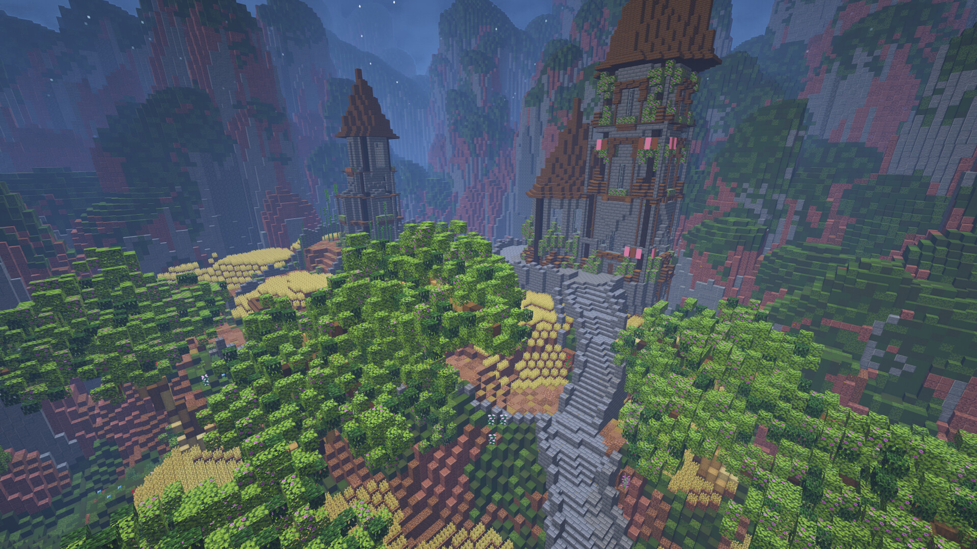 forest & towers hub Minecraft Map