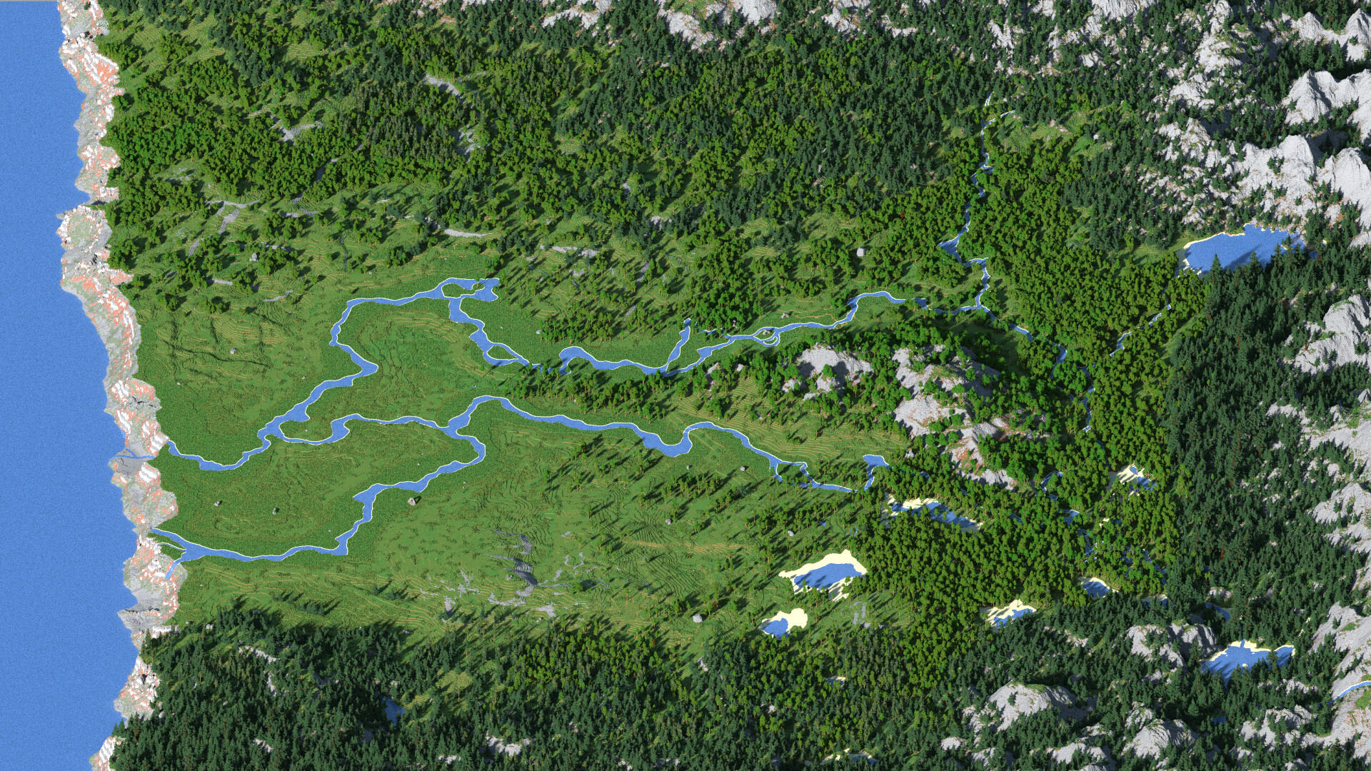 Mountain rivers - 3000x3000 [WorldPainter] Minecraft Map