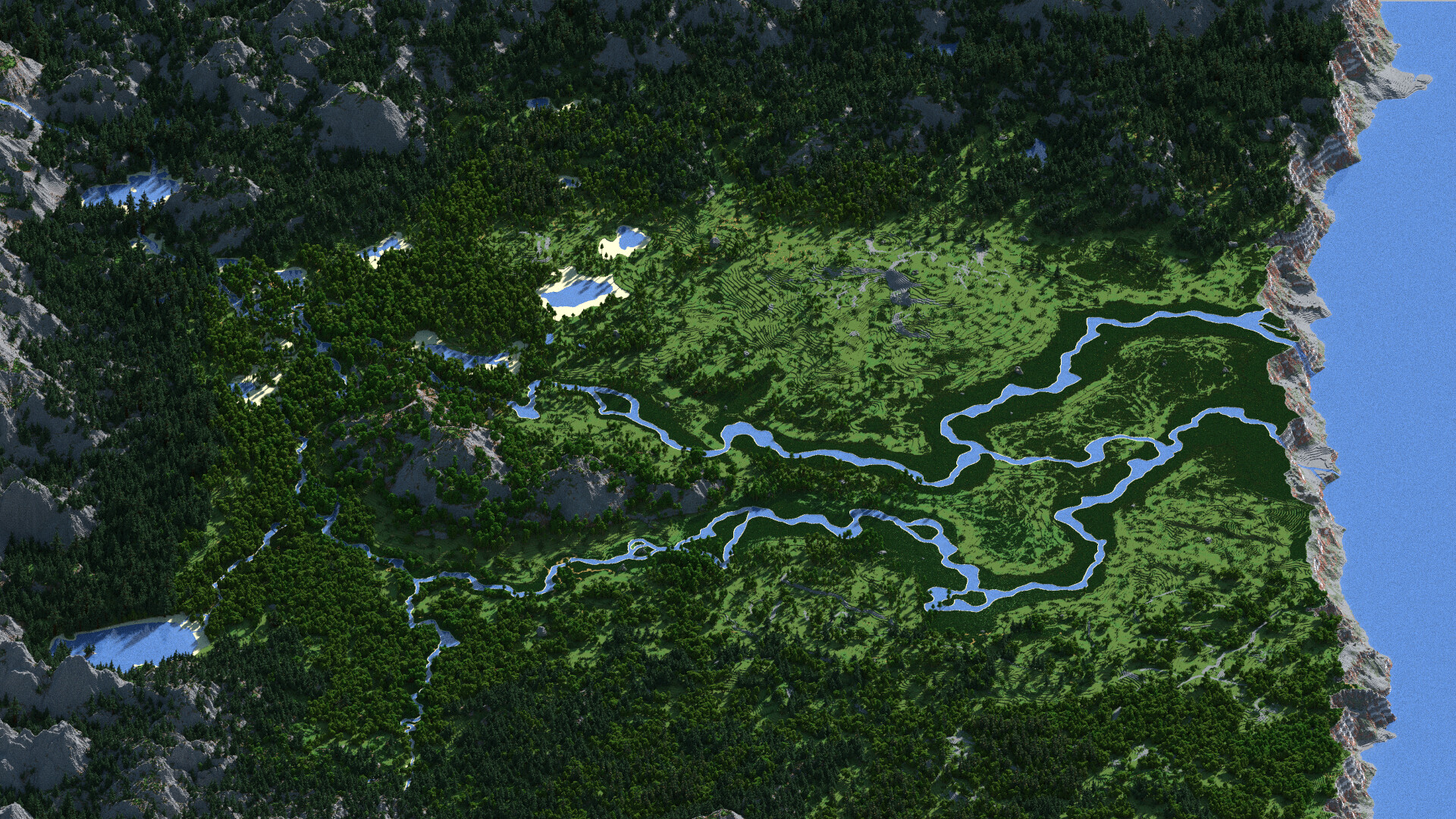 Mountain rivers - 3000x3000 [WorldPainter] Minecraft Map
