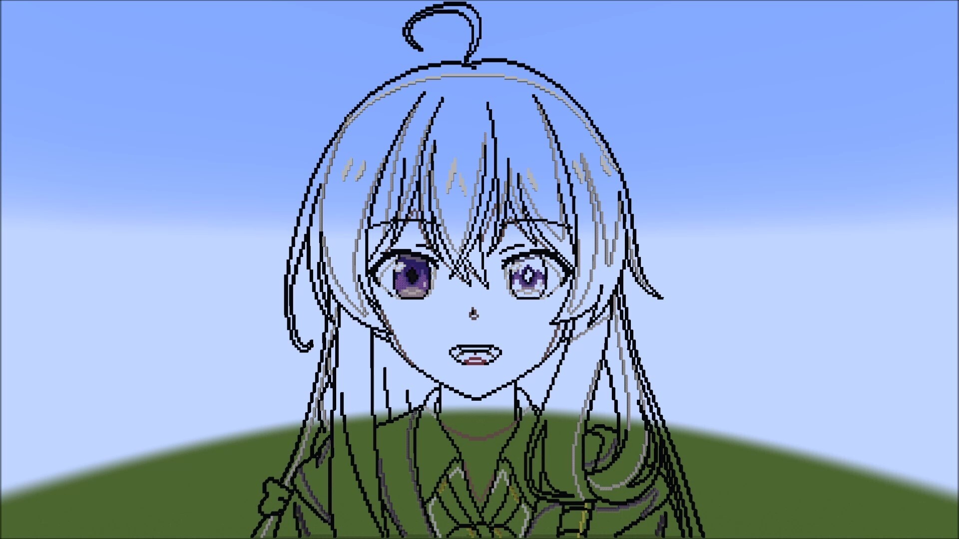 Anime Builds - ELAINA Pixel Art Timelapse Minecraft Map