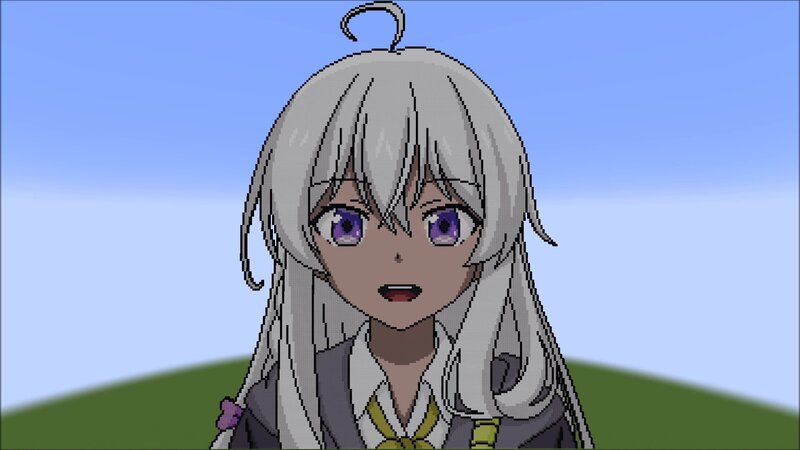 Anime Builds - ELAINA Pixel Art Timelapse Minecraft Map