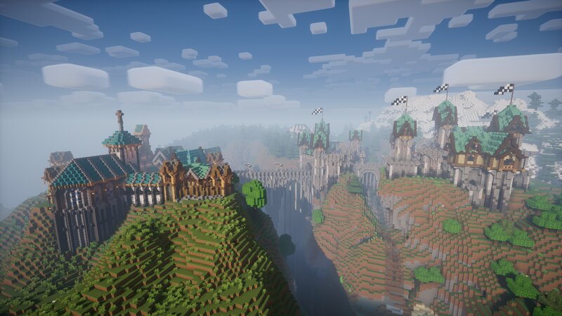 castillo y pueblo en la montaña 1.18 Minecraft Map