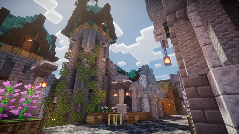 castillo y pueblo en la montaña 1.18 Minecraft Map