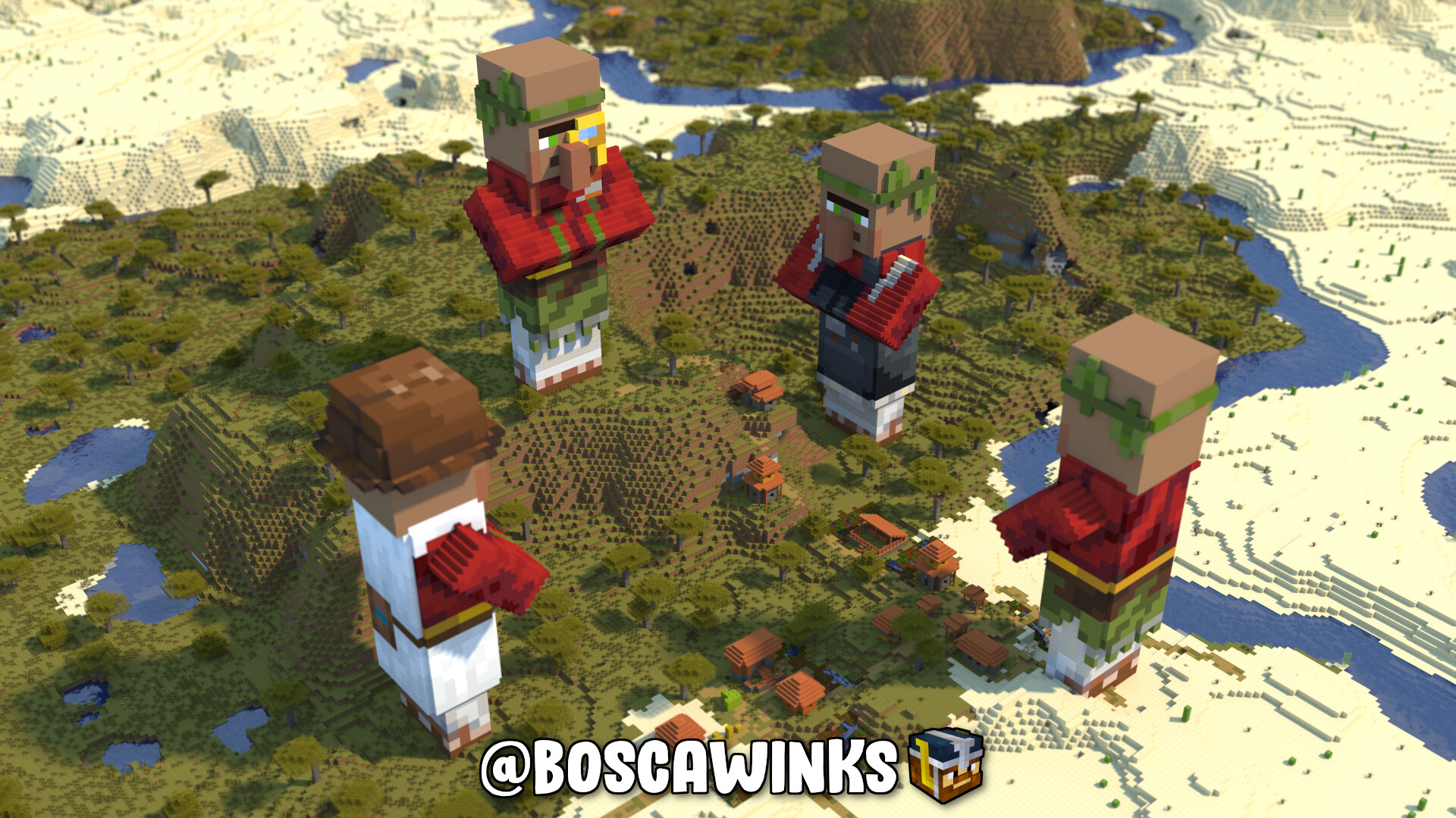 105 Villager Mob Statues Minecraft Map