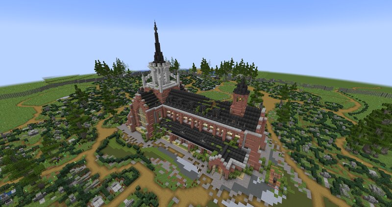 Old Abandoned Brick Church w. Overgrown Graveyard Minecraft Map