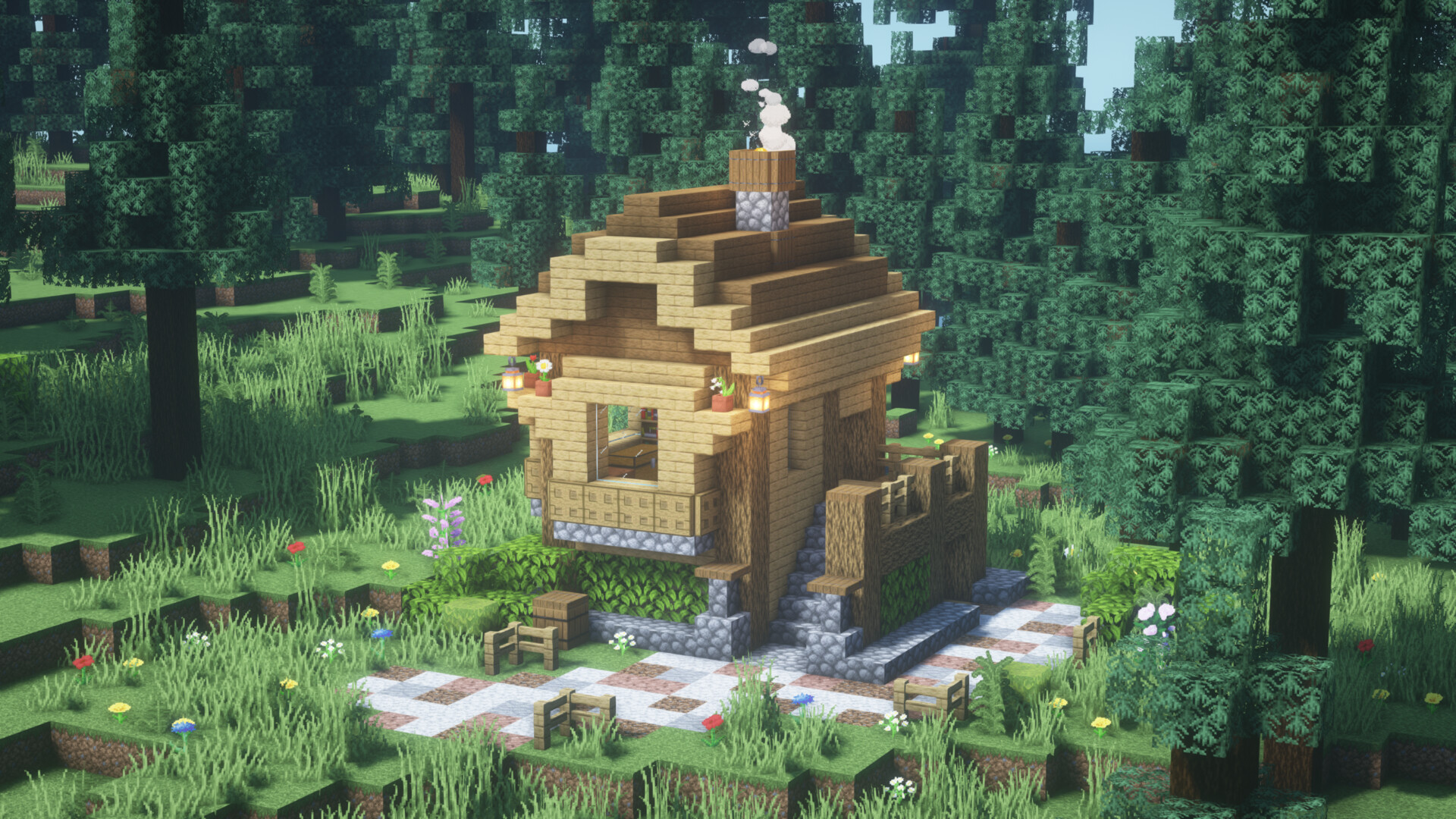 Build Tutorial Small House in the Forest Minecraft Map