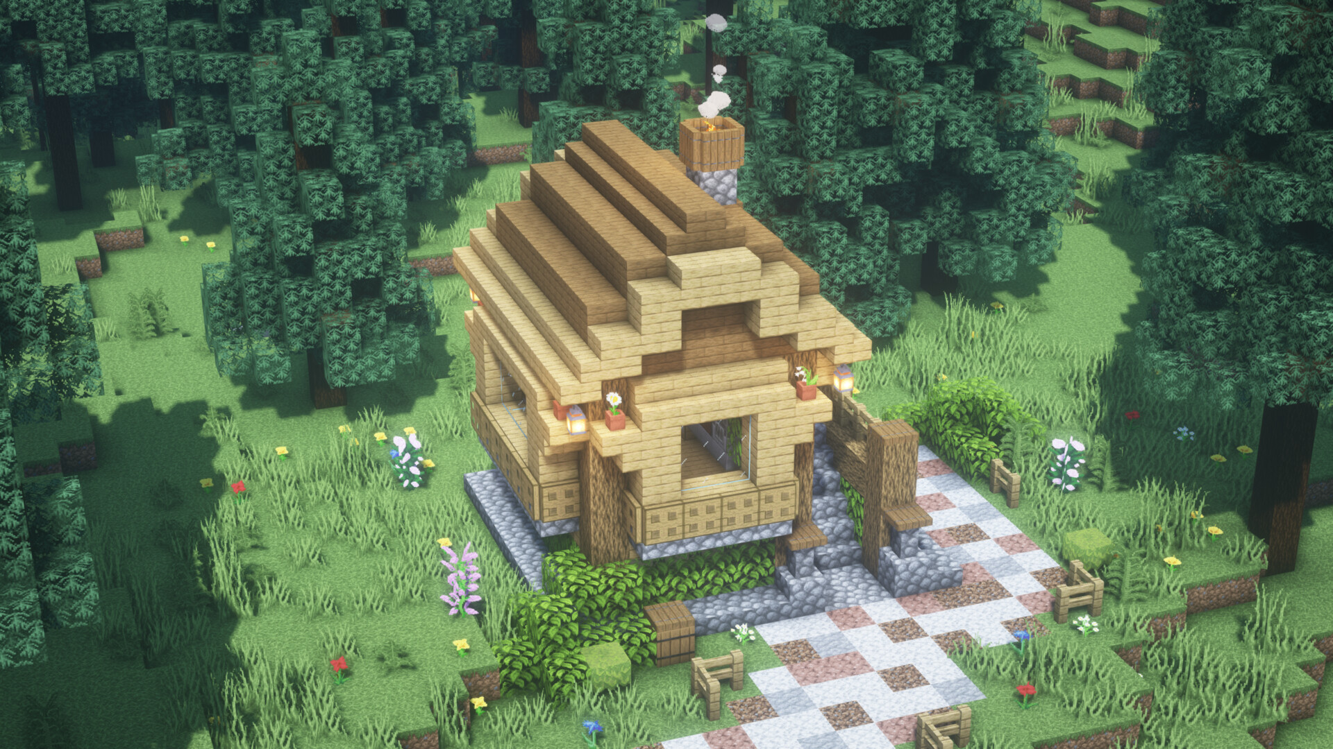 Build Tutorial Small House in the Forest Minecraft Map