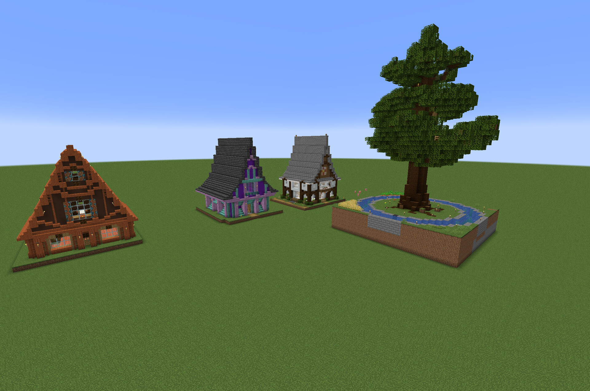 Small Northern type houses (peaked roof) and a tree house Minecraft Map Small Northern type houses (peaked roof) and a tree house Minecraft Map