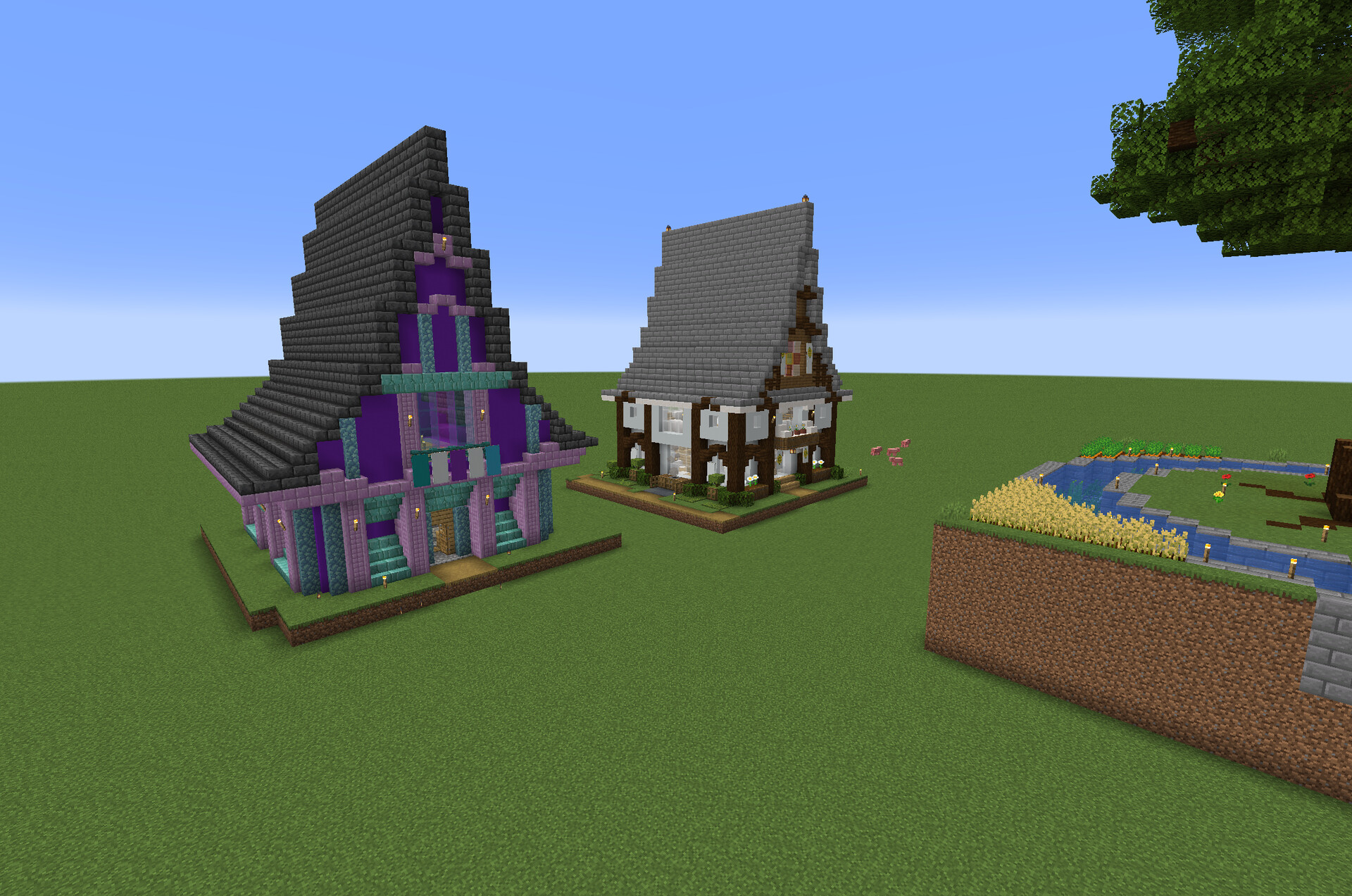 Small Northern type houses (peaked roof) and a tree house Minecraft Map Small Northern type houses (peaked roof) and a tree house Minecraft Map