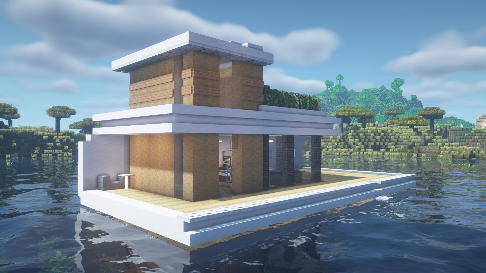 Modern Houseboat for survival 2 Minecraft Map