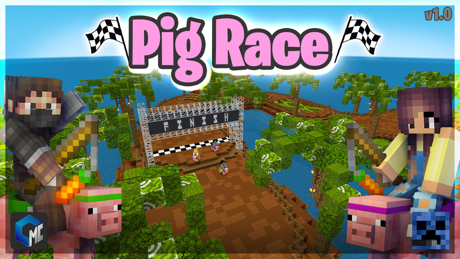 Pig Race (MAP MINECRAFT BEDROCK) Minecraft Map