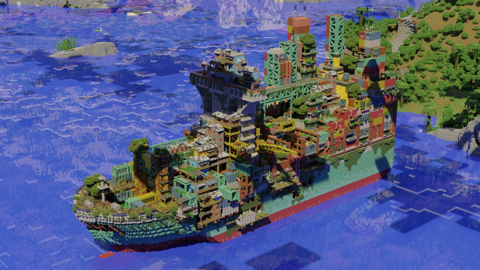 Settlement of abandoned container ships Minecraft Map