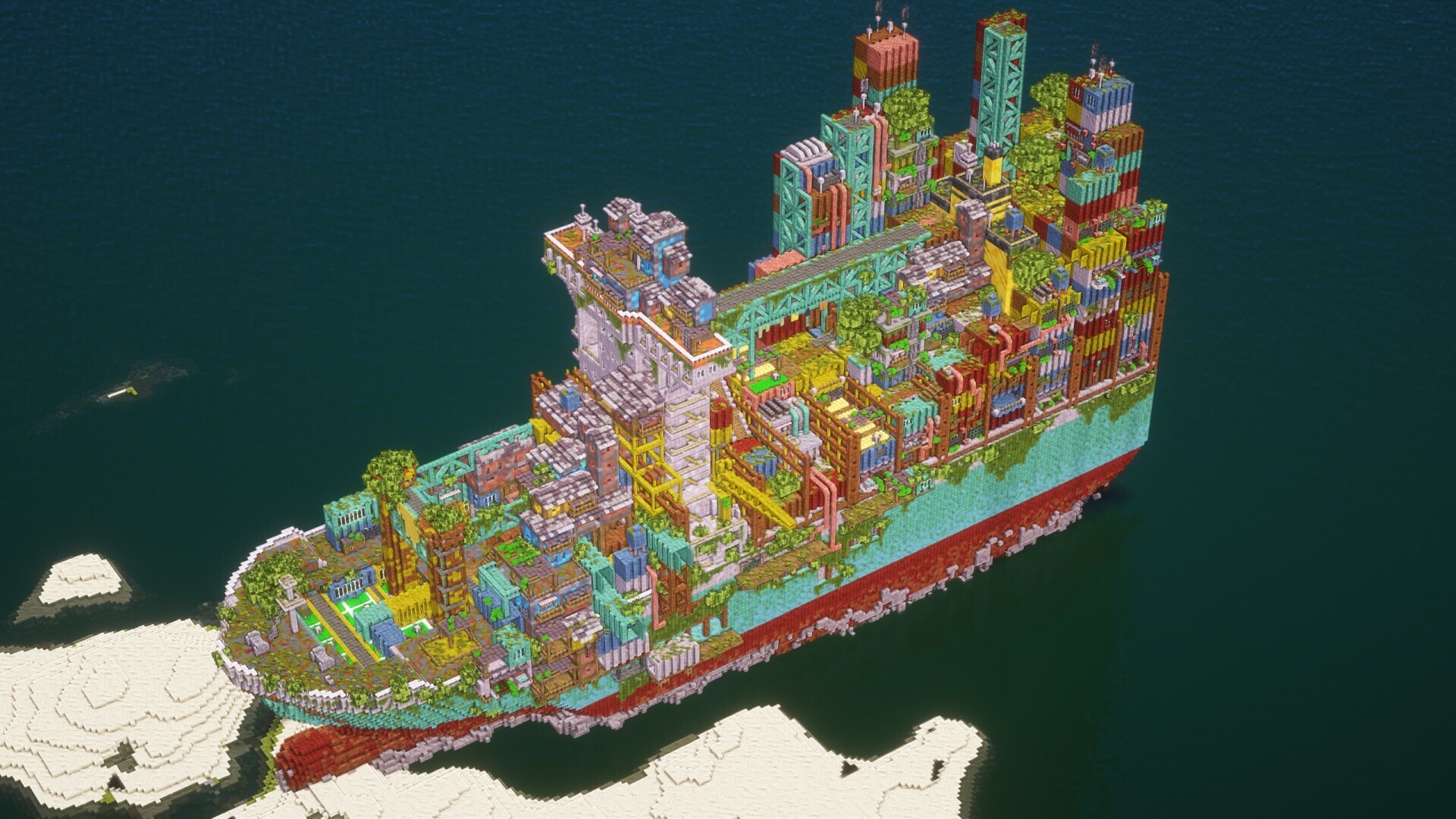 Settlement of abandoned container ships Minecraft Map
